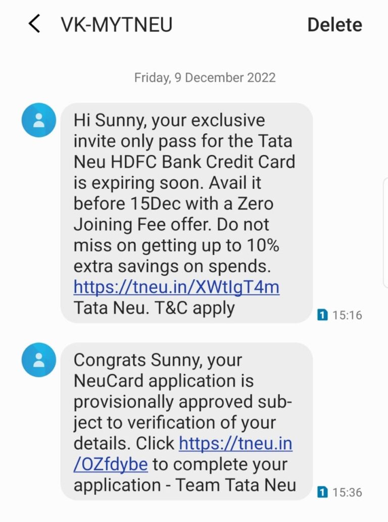 HDFC TATA Neu Infinity Credit Card Review